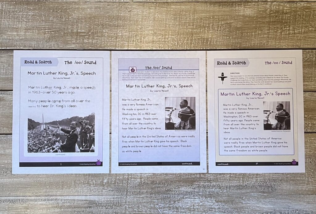 Dr. Martin Luther King, Jr. Differentiated Passages | Reading Simplified