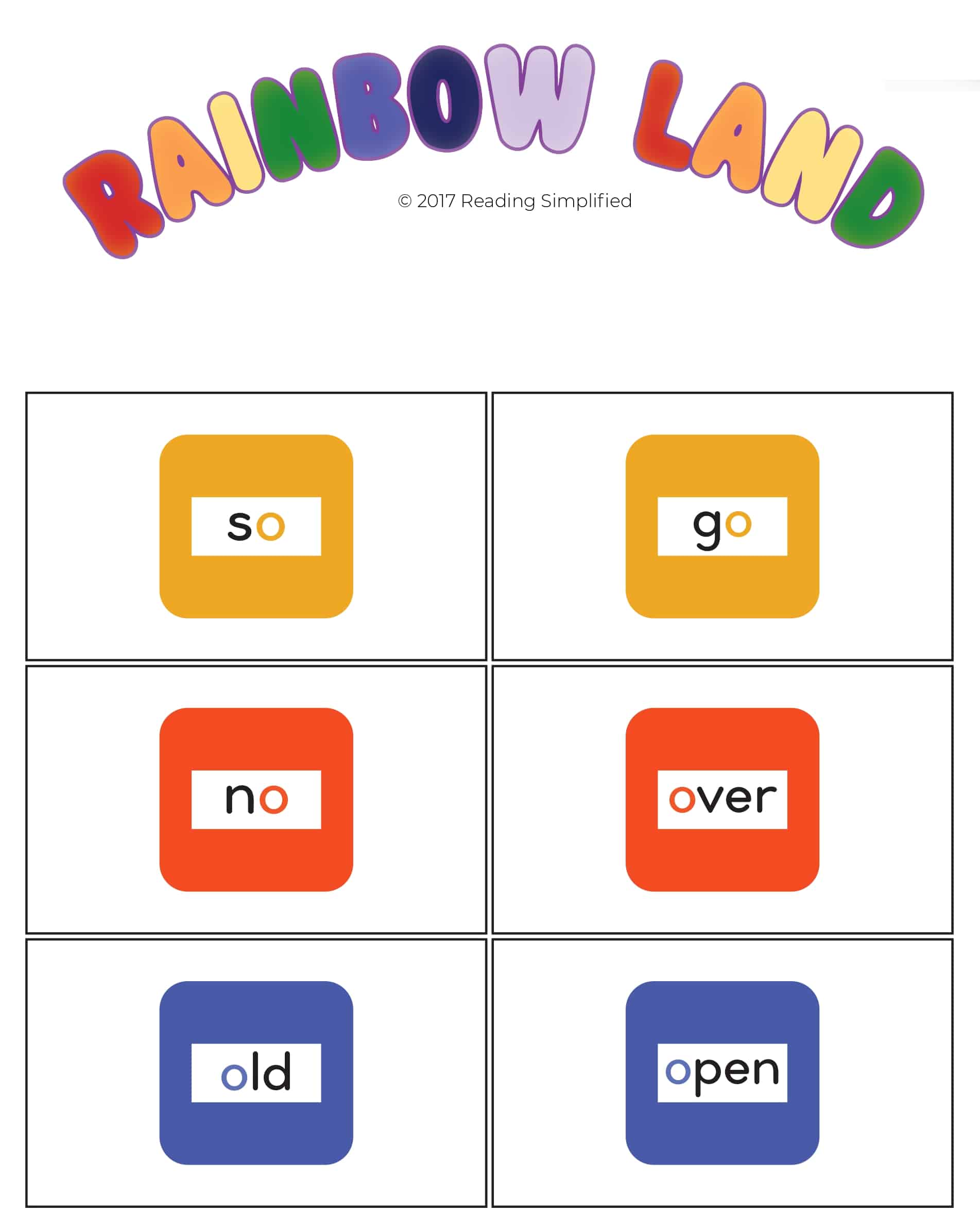 Rainbow Land Freebie & Sort It Packet | Reading Simplified